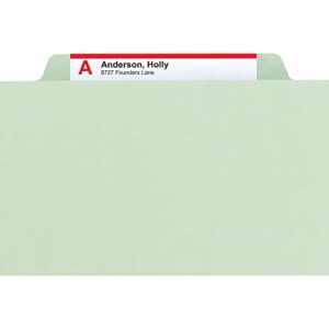 Smead Pressboard Classification File Folder with SafeSHIELD Fasteners, 2 Dividers, 2" Expansion, Legal Size, Gray/Green, 10 per Box (19076)