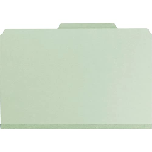 Smead Pressboard Classification File Folder with SafeSHIELD Fasteners, 2 Dividers, 2" Expansion, Legal Size, Gray/Green, 10 per Box (19076)