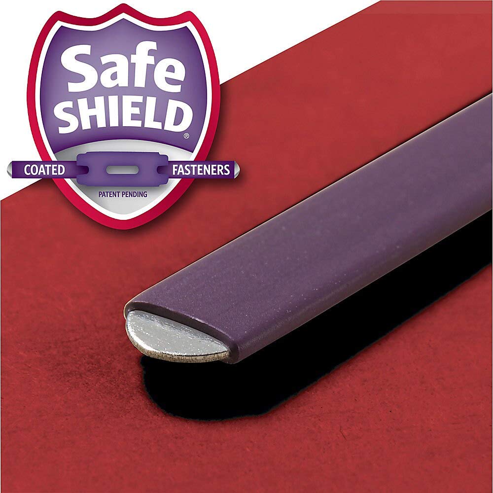 Smead Pressboard Classification File Folder with SafeSHIELD Fasteners, 3 Dividers, 3" Expansion, Legal Size, Bright Red, 10 per Box (19095)