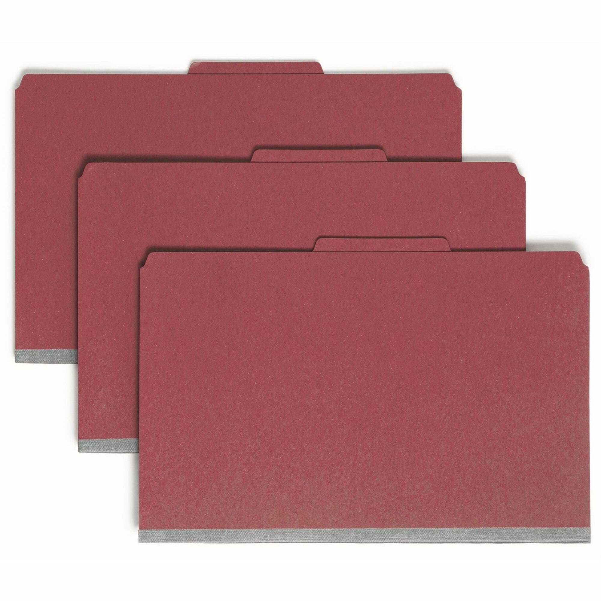 Smead Pressboard Classification File Folder with SafeSHIELD Fasteners, 3 Dividers, 3" Expansion, Legal Size, Bright Red, 10 per Box (19095)