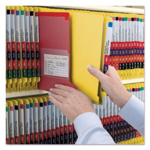 Smead 100% Recycled End Tab Pressboard Classification File Folder with SafeSHIELD Fasteners, 2 Dividers, 2" Expansion, Legal Size, Yellow, 10 per Box (29789)