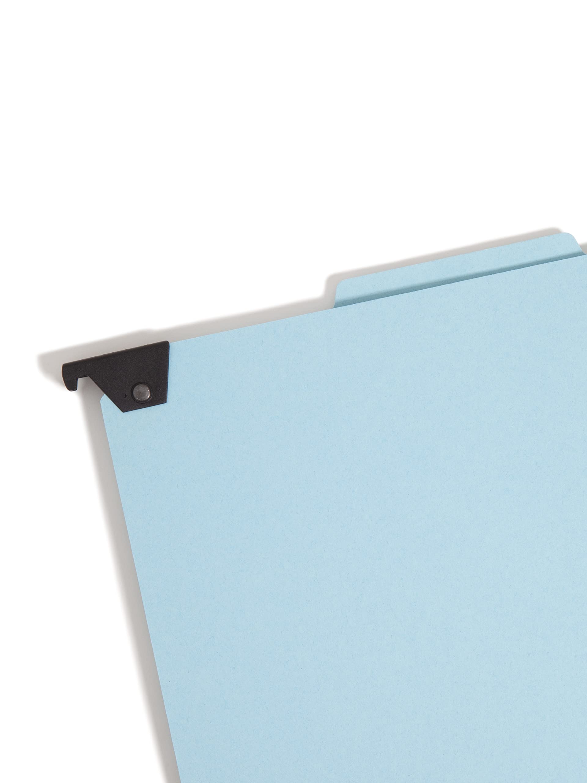 Smead FasTab Hanging Pressboard Classification Folder with SafeSHIELD Fasteners, 2 Dividers, 2/5-Cut Built-in Tab, Letter Size, Blue, 10 per Box (65115)