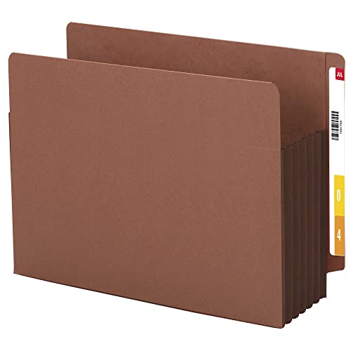 Smead End Tab Pocket, Reinforced Straight-Cut Tab, 5-1/4" Expansion, Extra Wide Letter Size, Redrope with Dark Brown Gusset, 10 per Box (73691)