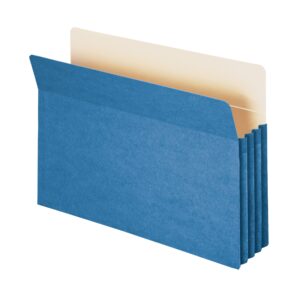 smead file pocket, straight-cut tab, 3-1/2" expansion, legal size, blue, 25 per box (74225)