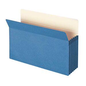 smead file pocket, straight-cut tab, 5-1/4" expansion, legal size, blue, 10 per box (74235)