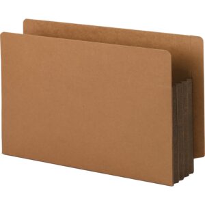 smead end tab file pocket, reinforced straight-cut tab, 3-1/2" expansion, extra wide legal size, redrope with dark brown gusset, 10 per box (74681)