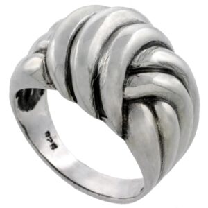 sterling silver rope wrapped dome ring 3/4 inch wide size 7.5