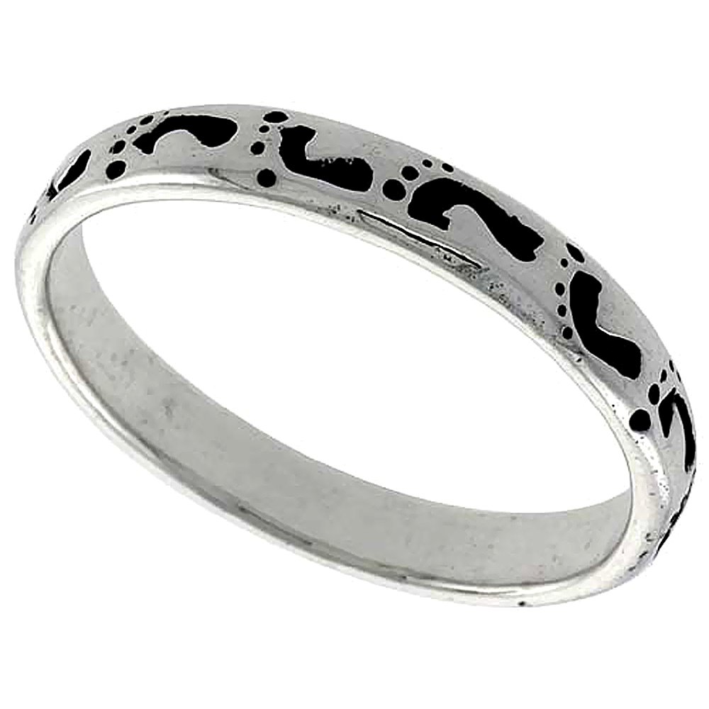 Sterling Silver Footprints In The Sand Stackable Ring 1/8 inch size 7.5