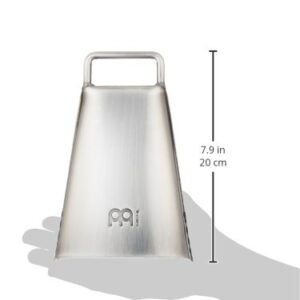 Meinl Percussion Handheld Cowbell with Holder, 6 1/4" Hand Brushed Steel — NOT Made in China — Low Pitch, 2-Year Warranty (STB625HA-CB)