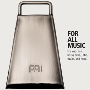 Meinl Percussion Handheld Cowbell with Holder, 6 1/4" Hand Brushed Steel — NOT Made in China — Low Pitch, 2-Year Warranty (STB625HA-CB)