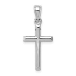 jewelryweb 14k gold small polished passion cross pendant – 12mm x 24mm – white gold, yellow gold necklace (14k white)