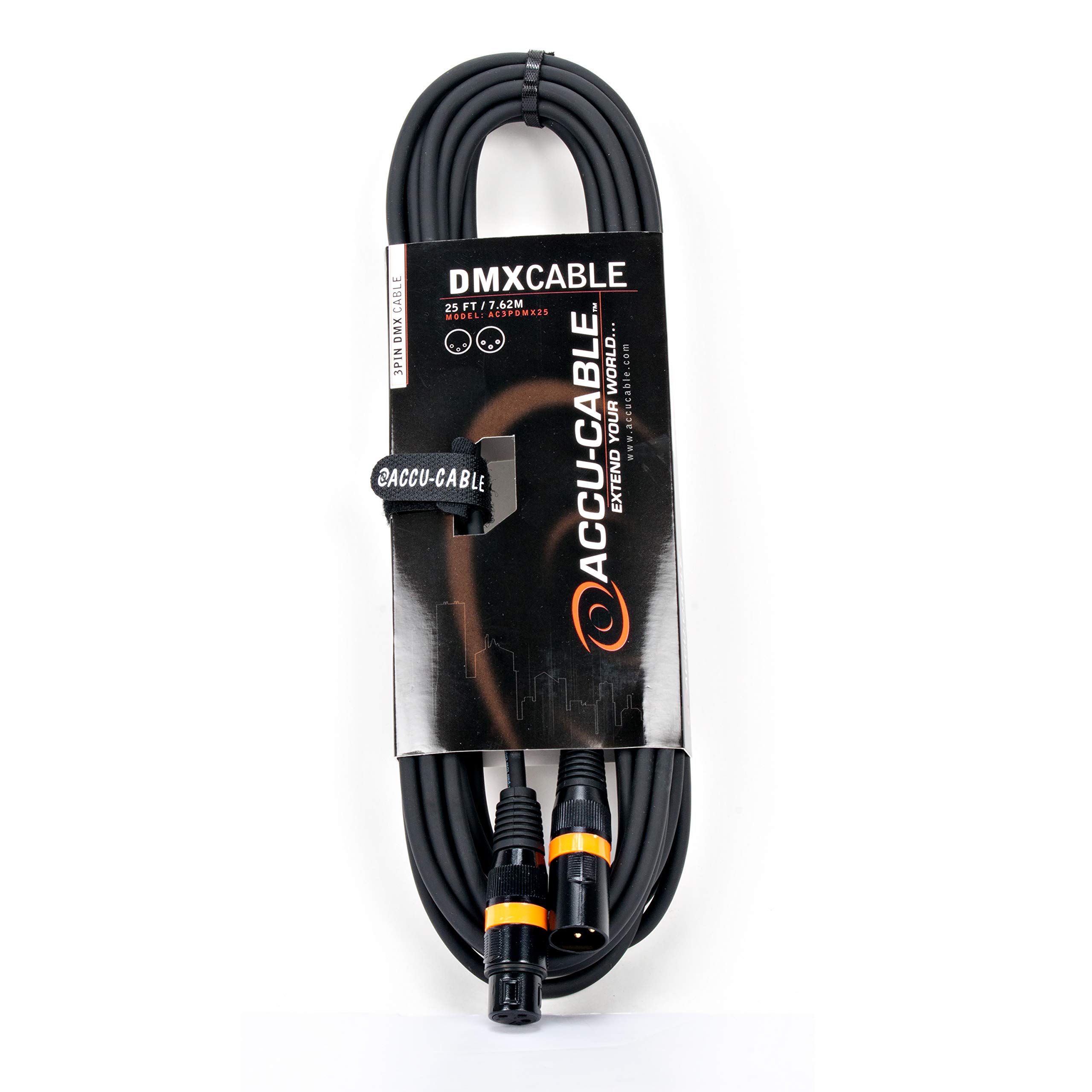 Accu Cable AC3PDMX25 25 Foot 3 pin True DMX Cable Rated at 110 ohms end to end to Ensure no Signal Drop