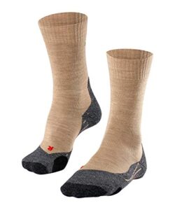 falke men's tk2 explore hiking socks, mid calf, medium padding, athletic sock, breathable quick dry, merino wool, beige (nature melange 4100), 6.5-8.5, 1 pair