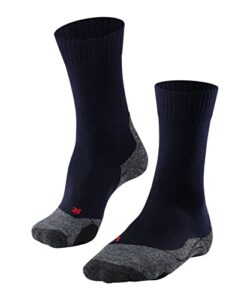 falke women's tk2 explore hiking socks, mid calf, medium padding, athletic sock, breathable quick dry, merino wool, blue (marine 6120), 8-9, 1 pair