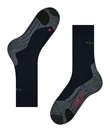 FALKE Women's TK2 Explore Hiking Socks, Mid Calf, Medium Padding, Athletic Sock, Breathable Quick Dry, Merino Wool, Blue (Marine 6120), 8-9, 1 Pair