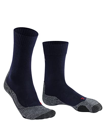 FALKE Women's TK2 Explore Hiking Socks, Mid Calf, Medium Padding, Athletic Sock, Breathable Quick Dry, Merino Wool, Blue (Marine 6120), 8-9, 1 Pair