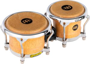 meinl percussion rubberwood stave shells, miniature size — not made in china — free ride suspension system and true skin buffalo heads, two-year warranty, mini wood bongos (fwb100snt-m)