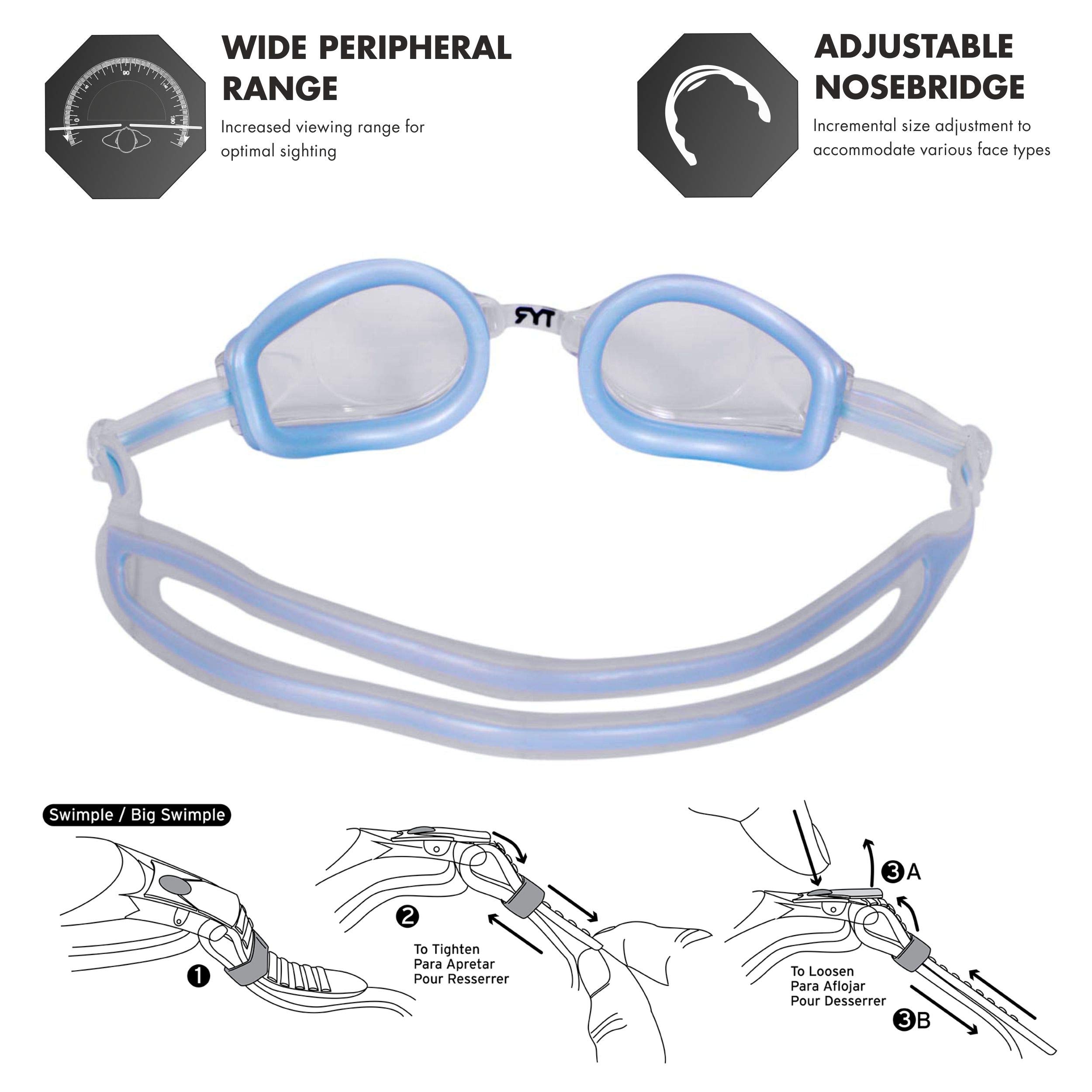 TYR Femme T-72 Petite Performance Goggle (Clear/Ice Blue)