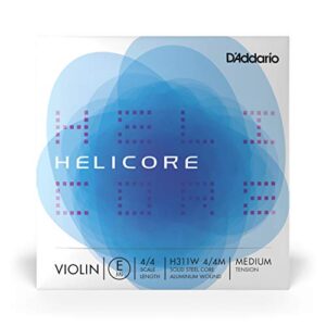 d'addario orchestral - helicore 4/4 size violin string - aluminum wound e string - h311w 4/4m - e string only - medium tension