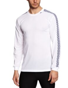 helly hansen men's hh lifa stripe crew base layer, 001 white, large