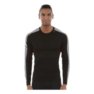 helly hansen men's hh lifa stripe crew base layer, 998 black, x-large