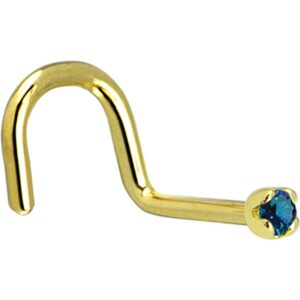 body candy solid 18k yellow gold 1.5mm (0.015 cttw) genuine blue diamond right nose stud screw 18 gauge 1/4"