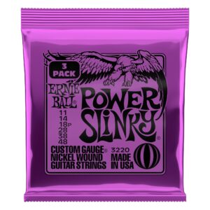 ernie ball power slinky nickel wound electric guitar strings 3 pack - 11-48 gauge