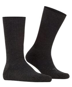 falke unisex walkie ergo socks, crew length, thick sole, hiking sock, breathable, moisture-wicking, merino wool, grey (anthracite melange 3080), 9-10, 1 pair