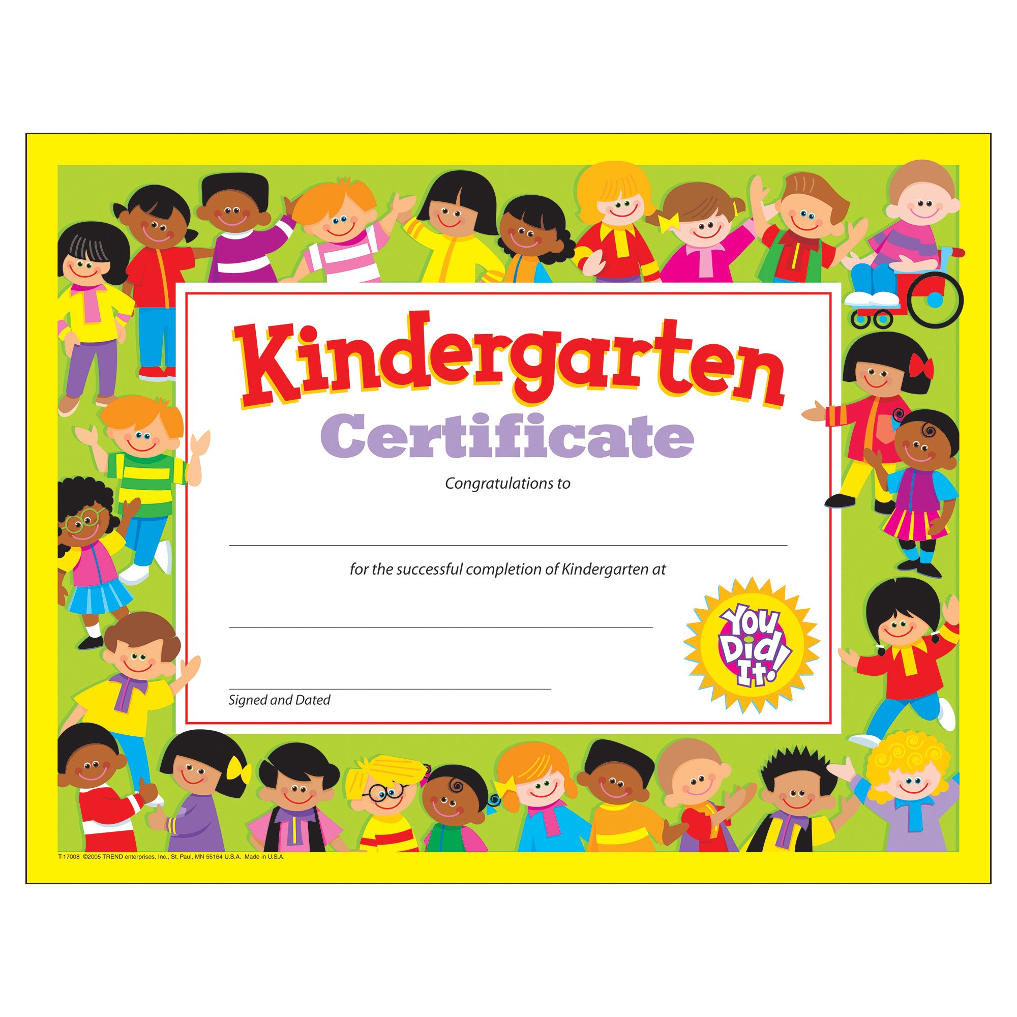 TREND enterprises, Inc. Kindergarten Certificate, 30 ct