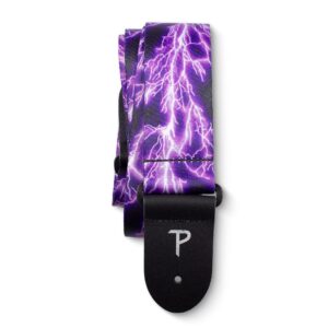 Perri’s Leathers Adjustable Guitar Straps for Kids, Men & Women - Polyester Guitar Strap for Acoustic, Bass and Electric Guitar - Adjustable Size – Metallica Purple Ride the Lightning Style