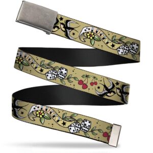 buckle-down mens buckle-down web lucky tattoo 1.5" belt, multicolor, 1.5 wide - fits up to 42 pant size us