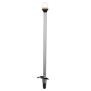 attwood 7100a7 stowaway light with plug-in base, 24-inch-long pole, 2-mile 360-degree illumination for boats up to 65.6 feet