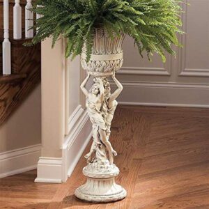 design toscano ky9055 les filles joyeuses dancing maidens pedestal column plant stand with urn, 12 inches diameter, 36 inches tall, handcast polyresin, antique stone finish