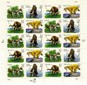 usps prehistoric animals sheet of twenty x 32 cent postage stamps scott 3080a