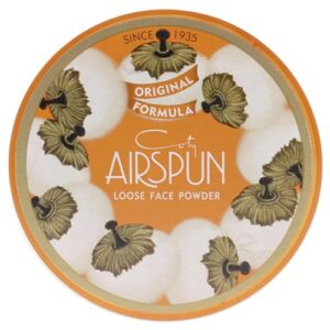 coty airspun loose face powder 2.3 ounce honey beige light peach tone loose face powder, for setting or foundation, lightweight, long lasting, pack of 1