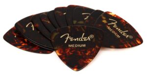 fender classic celluloid guitar picks 346 shape, tortoise shell, medium, 12-pack