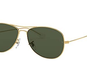 Ray-Ban Men's RB3362 Cockpit Aviator Sunglasses, Gold/G-15 Green, 56 mm