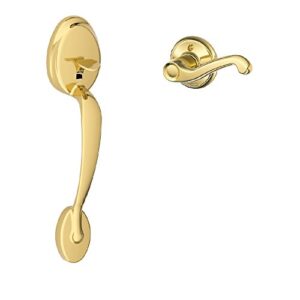 schlage lock company plymouth front entry handle flair left-handed interior lever (bright brass) fe285 ply 505 fla 605 lh - lock fe285 ply 505 fla 605 lh