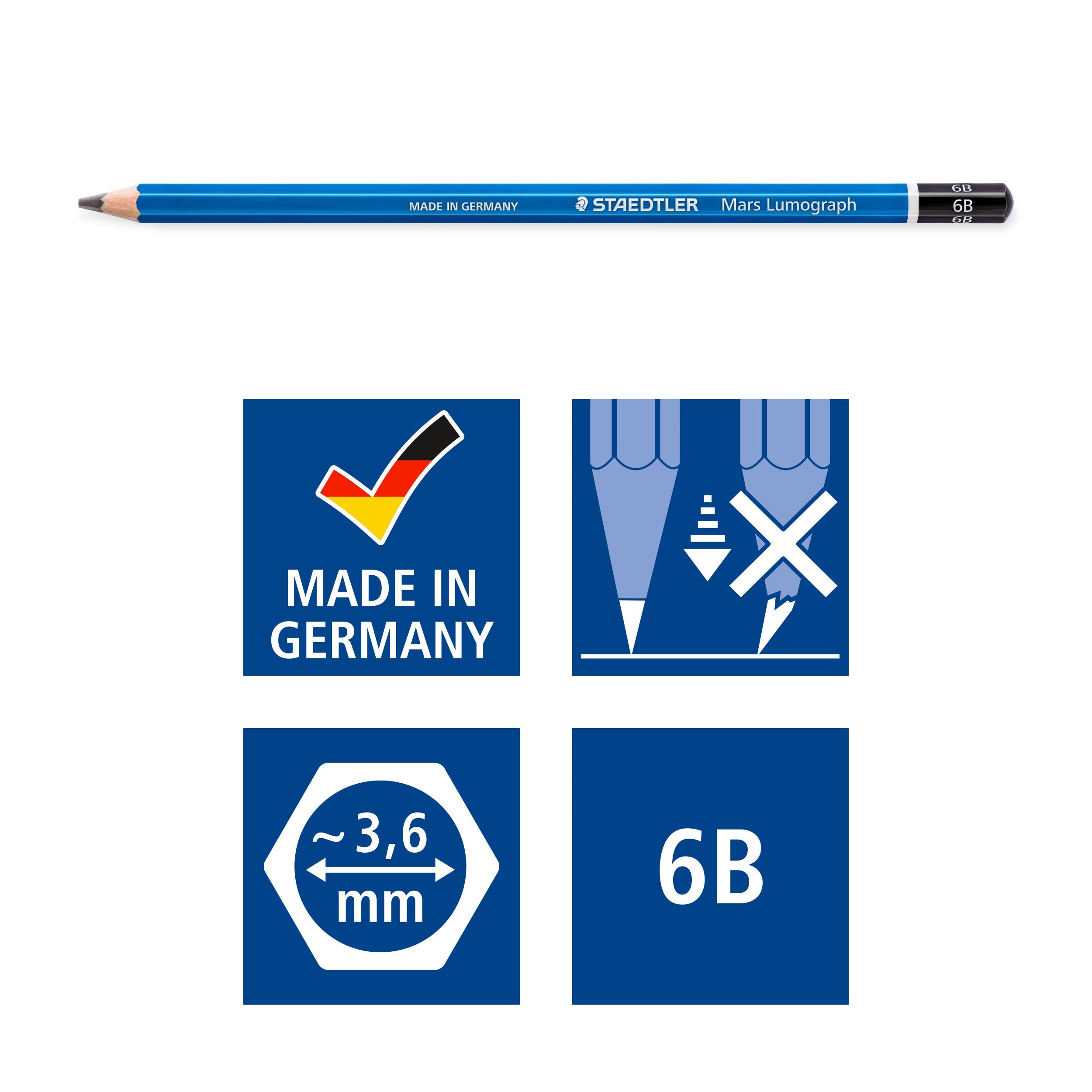 Staedtler Lumograph Graphite Drawing & Sketching Pencils, Soft Set of 12 Degrees (100G12S)