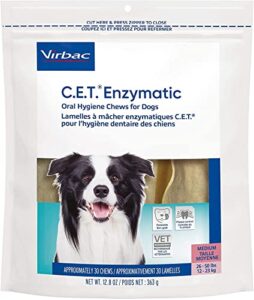 virbac c.e.t. enzymatic oral hygiene chews, medium dog, 30 count