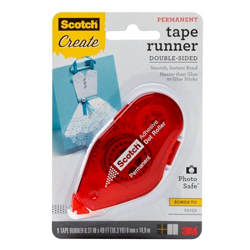 Scotch Tape Runner, Double Sided Tape Roller, .31 in x 49 ft, 1/Pack