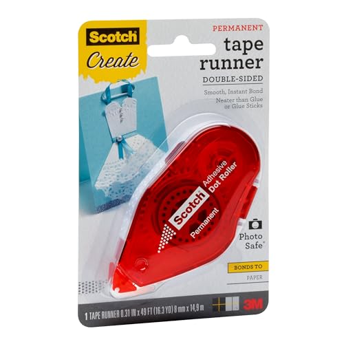 Scotch Tape Runner, Double Sided Tape Roller, .31 in x 49 ft, 1/Pack