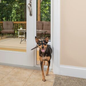 petsafe 1-piece sliding glass pet door for dogs & cats- adjustable height 75 7/8" to 81"-medium, white, no-cut diy install aluminum patio panel insert, great for renters or seasonal installation