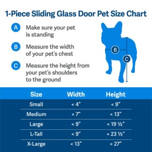 PetSafe 1-Piece Sliding Glass Pet Door for Dogs & Cats- Adjustable Height 75 7/8" to 81"-Medium, White, No-Cut DIY Install Aluminum Patio Panel Insert, Great for Renters or Seasonal Installation