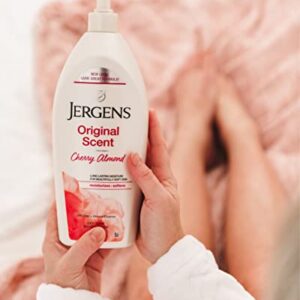 Jergens Original Scent Dry Skin Lotion, Body and Hand Moisturizer for Long Lasting Skin Hydration, with HYDRALUCENCE blend and Cherry Almond Essence, 32 Ounce