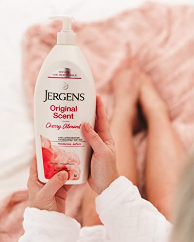 Jergens Original Scent Dry Skin Lotion, Body and Hand Moisturizer for Long Lasting Skin Hydration, with HYDRALUCENCE blend and Cherry Almond Essence, 32 Ounce