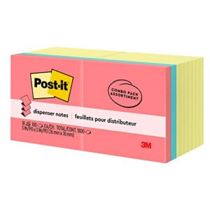 Post-it Dispenser Pop-up Notes, 3x3 in, 18 Pads, Assorted Colors, Clean Removal, Recyclable