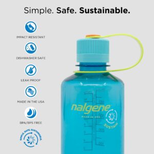 Nalgene Tritan Narrow Mouth BPA-Free Water Bottle, Purple w/Black Cap, 16 oz