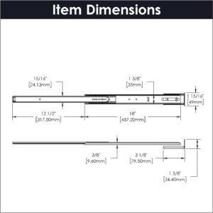 Hickory Hardware Bottom Centered Drawer Mount,Not Compatible with Side Mount Drawers,Heavy Duty Center Drawer Slide for Cabinet & Dresser Drawers,Easy Open & Soft Close Glide Track,16 Inch,P1029/16-2C