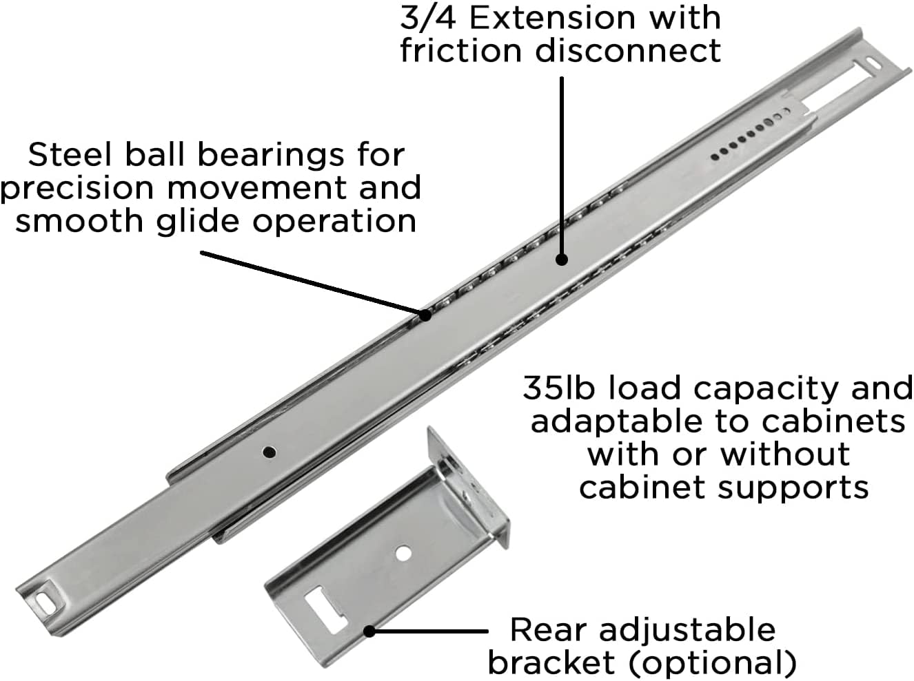 Hickory Hardware Bottom Centered Drawer Mount,Not Compatible with Side Mount Drawers,Heavy Duty Center Drawer Slide for Cabinet & Dresser Drawers,Easy Open & Soft Close Glide Track,16 Inch,P1029/16-2C